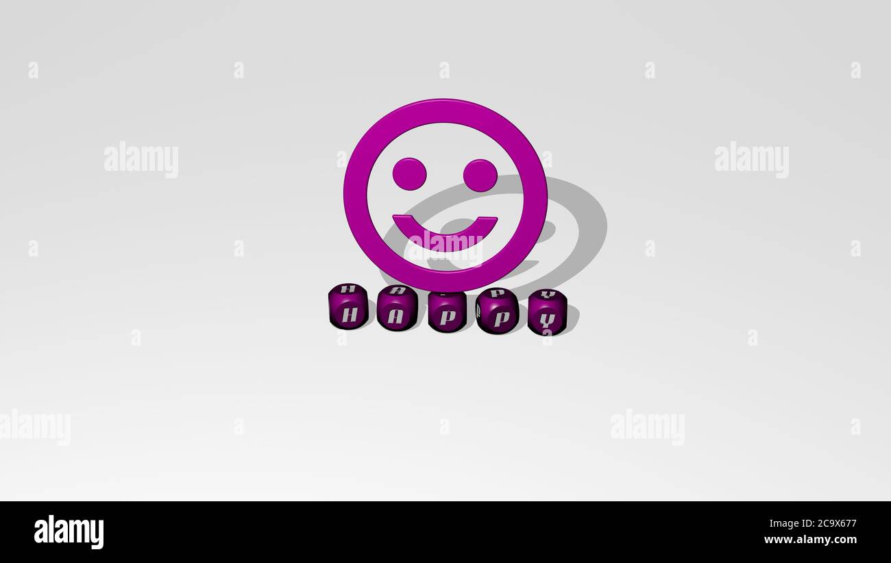 3D graphical image of happy vertically along with text built by ...