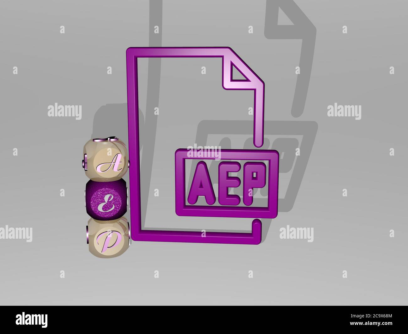 3D representation of aep with icon on the wall and text arranged by ...