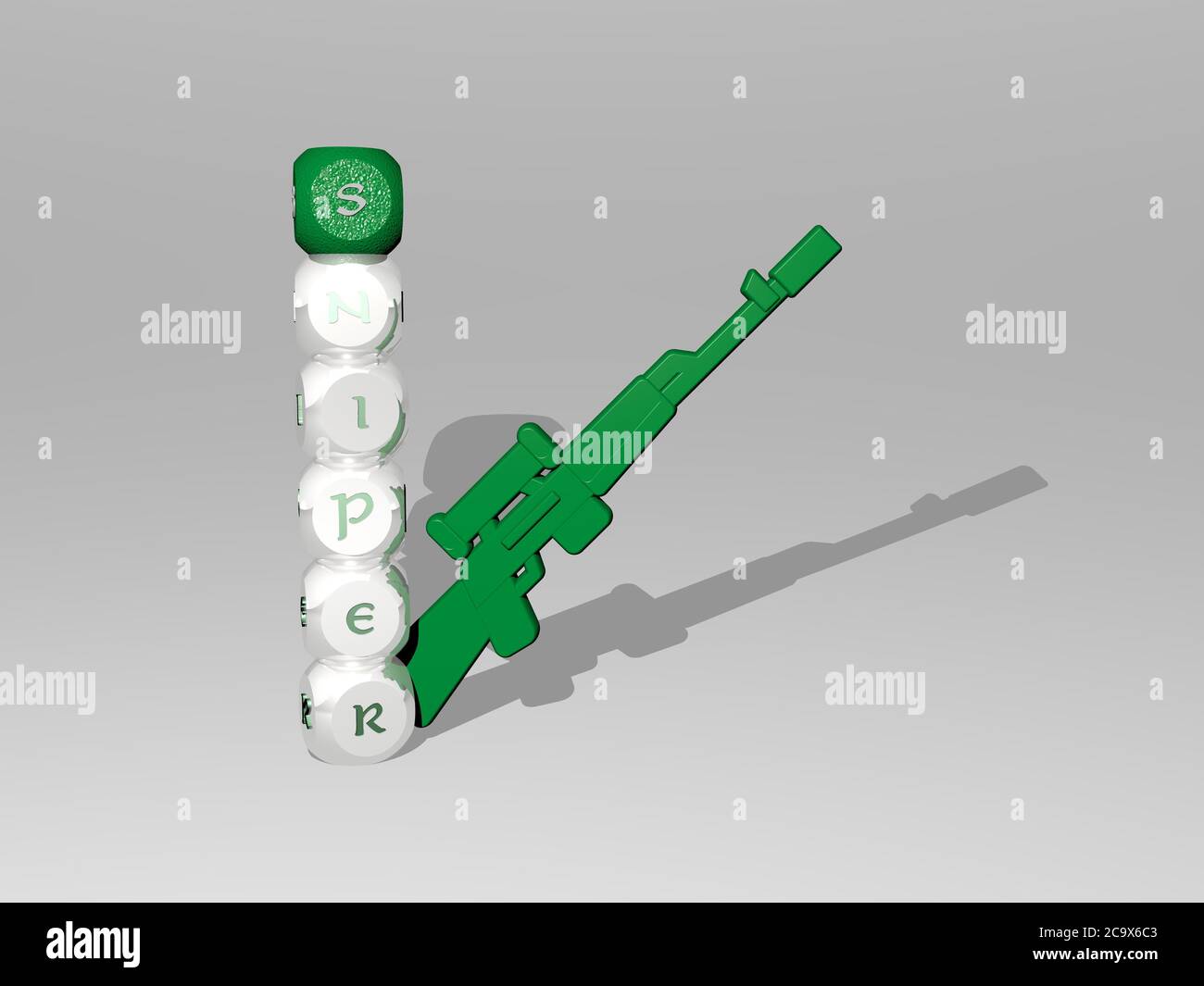 3D representation of SNIPER with icon on the wall and text arranged by ...