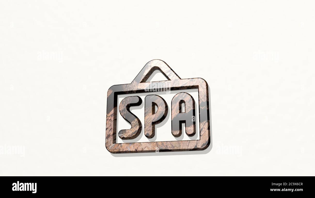 SPA BOARD made by 3D illustration of a shiny metallic sculpture on a ...