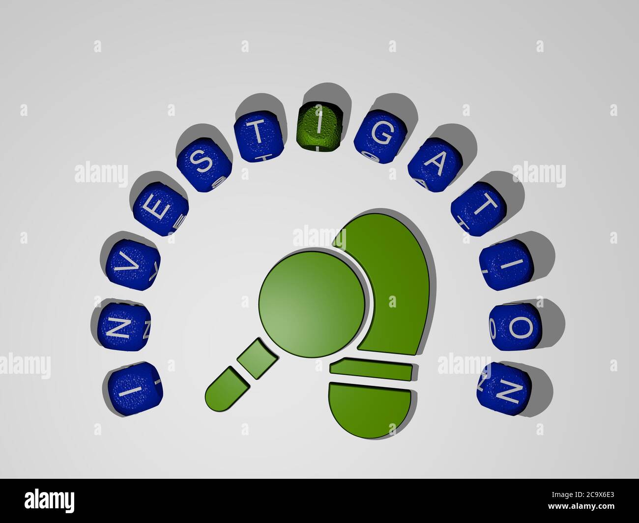 3D graphical image of INVESTIGATION vertically along with text built ...