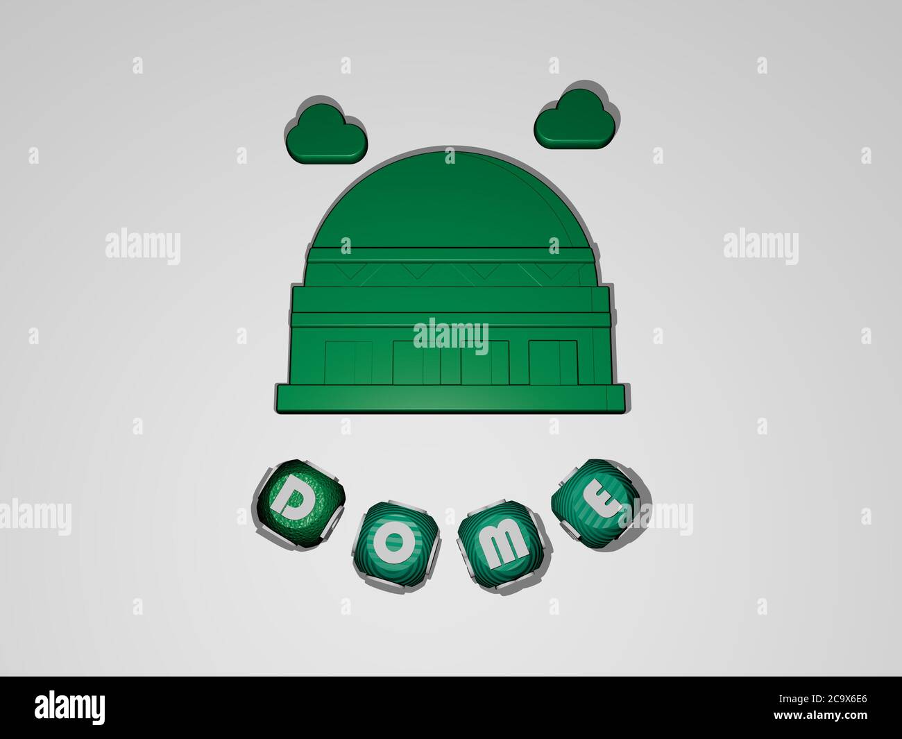 3D illustration of dome graphics and text around the icon made by ...