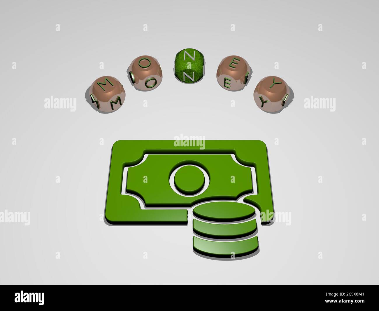 3D graphical image of MONEY vertically along with text built around the ...