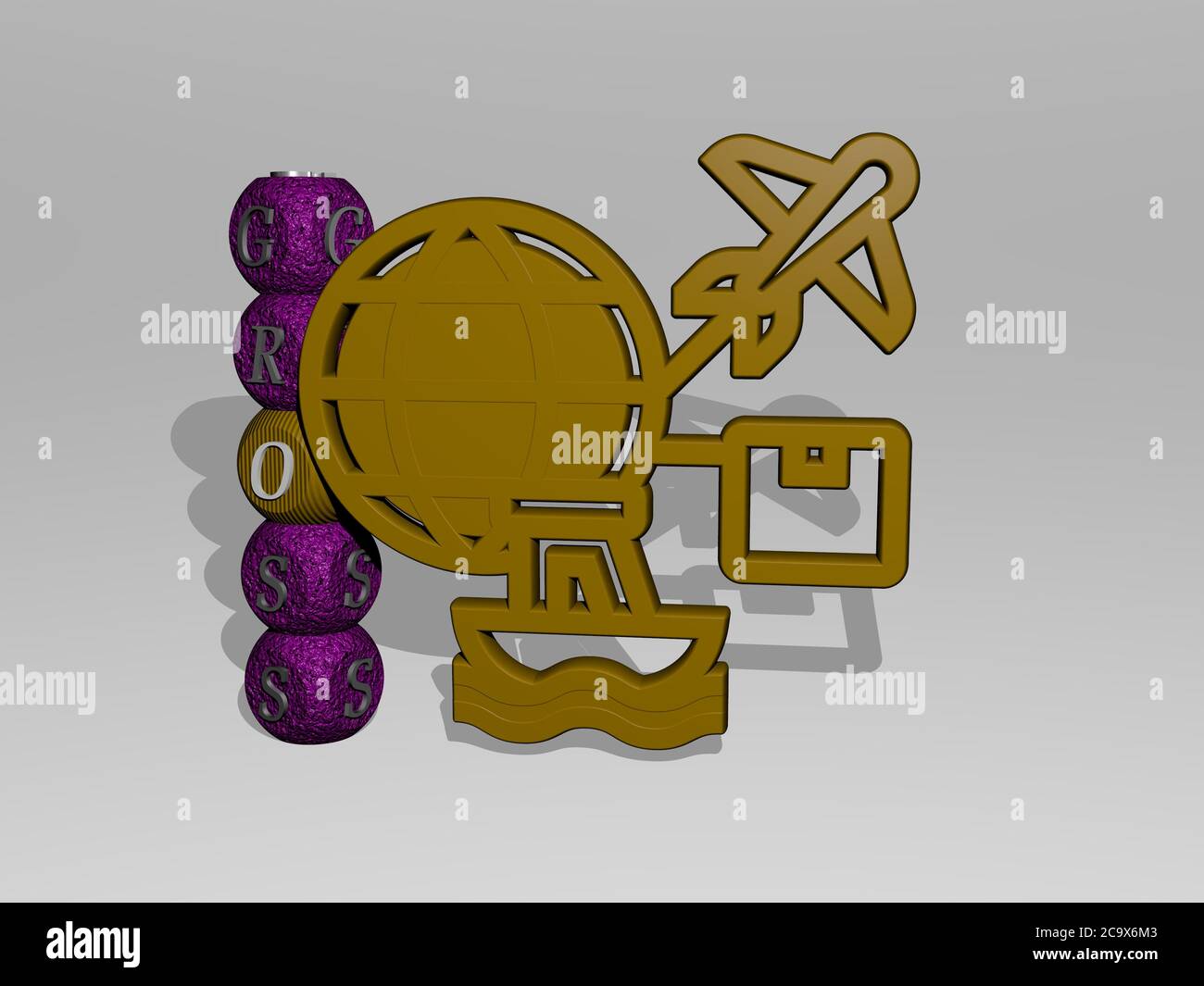 3D representation of gross with icon on the wall and text arranged by ...