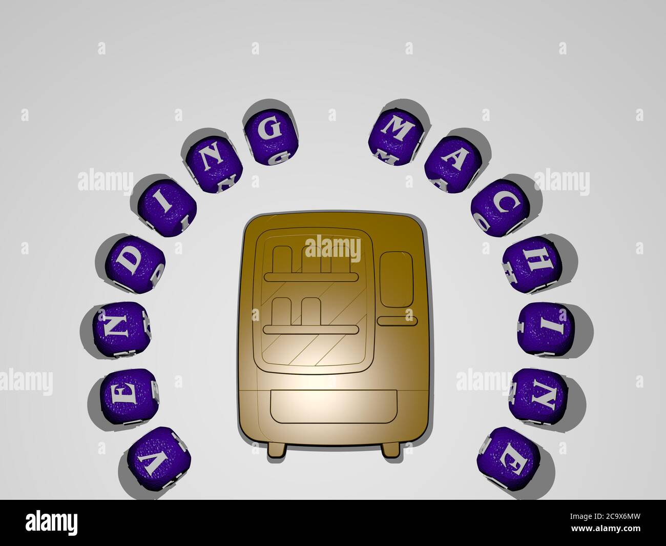 3D graphical image of VENDING MACHINE vertically along with text built ...