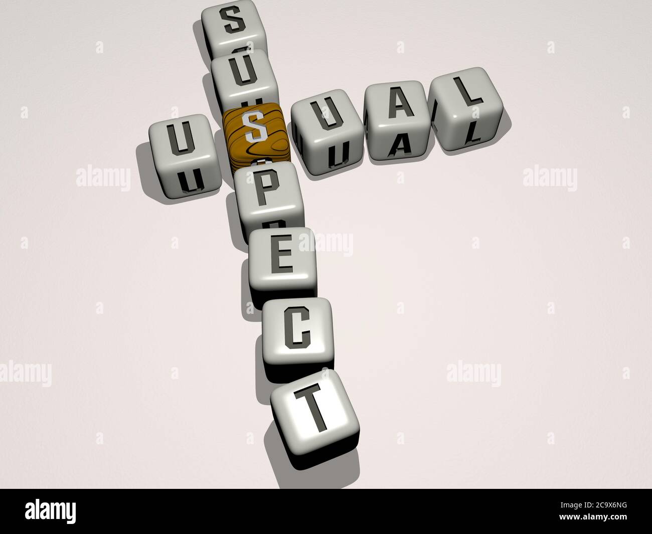 combination of usual suspect built by cubic letters from the top ...