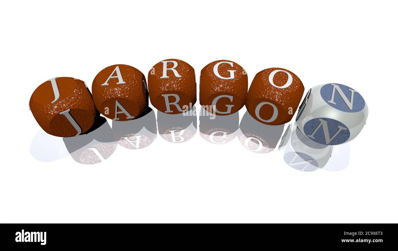 combination of jargon built by cubic letters from the top perspective ...