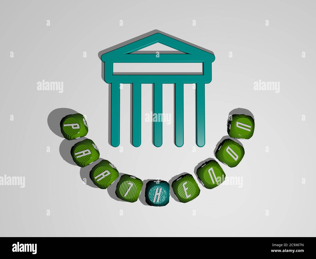 3D illustration of parthenon graphics and text around the icon made by ...