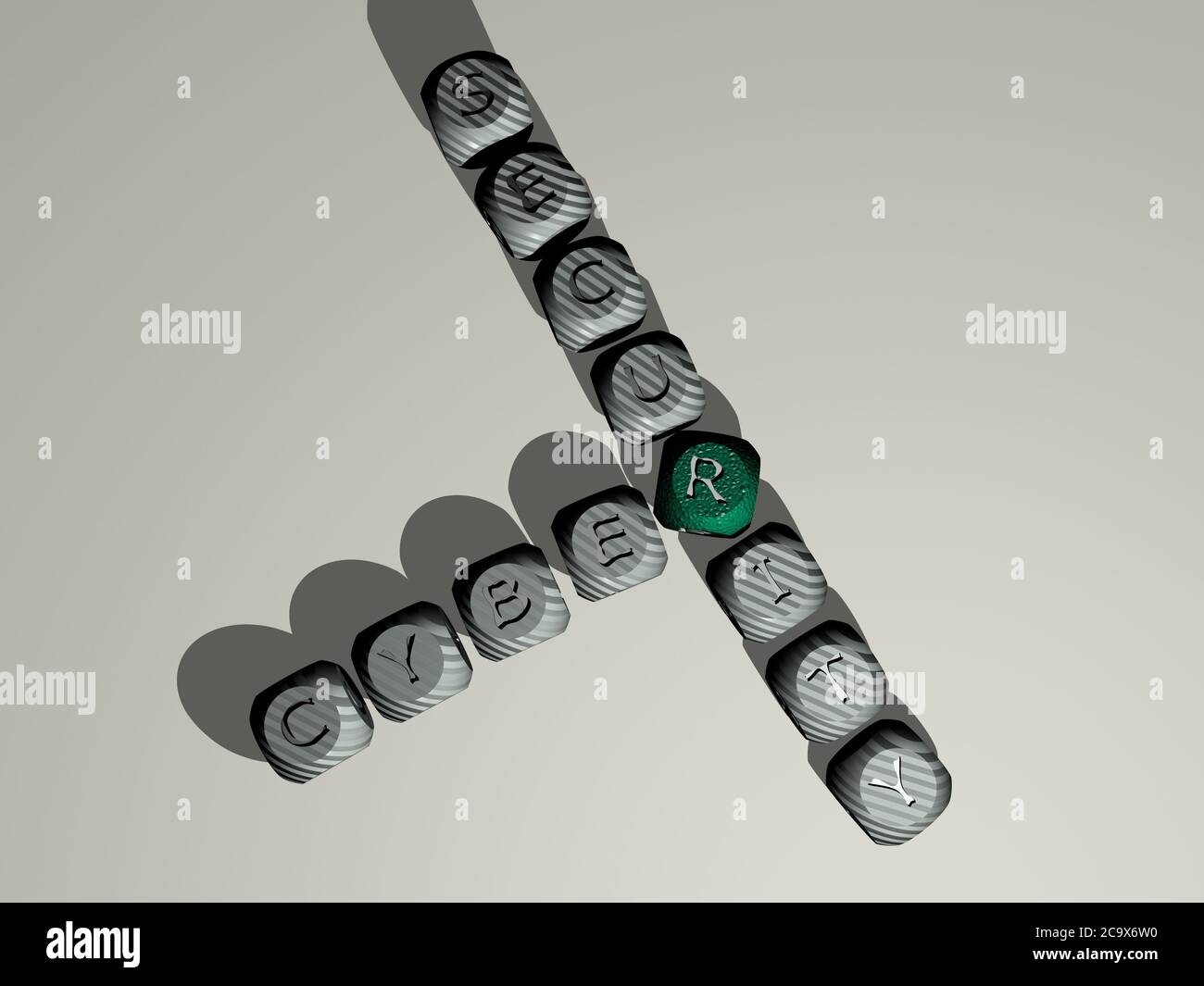CYBER SECURITY combined by dice letters and color crossing for the ...