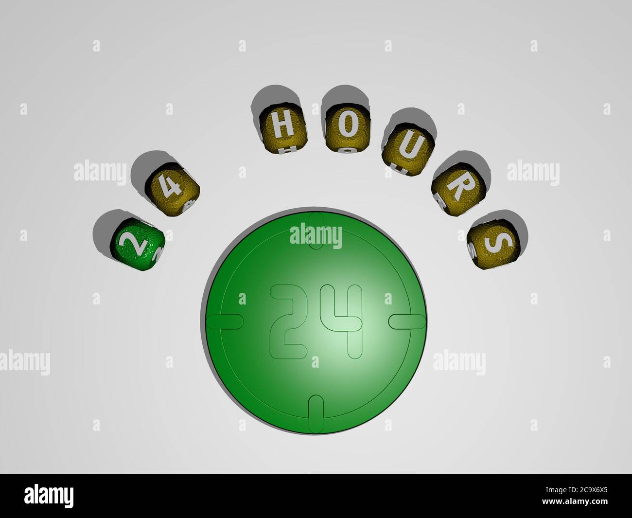 3D graphical image of 24 hours vertically along with text built around ...