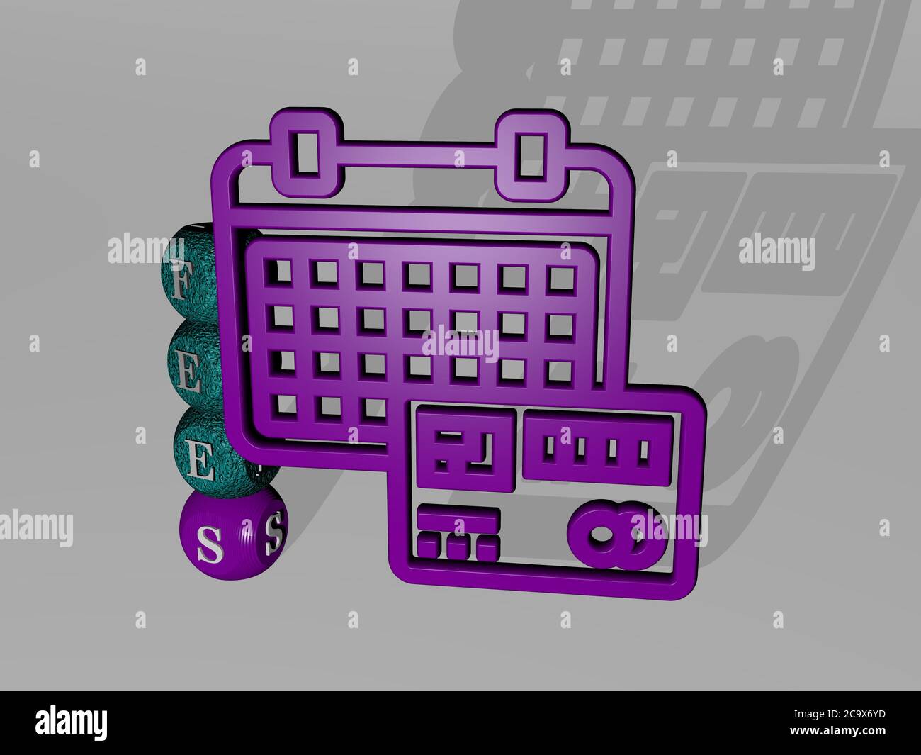 3D illustration of FEES graphics and text around the icon made by ...