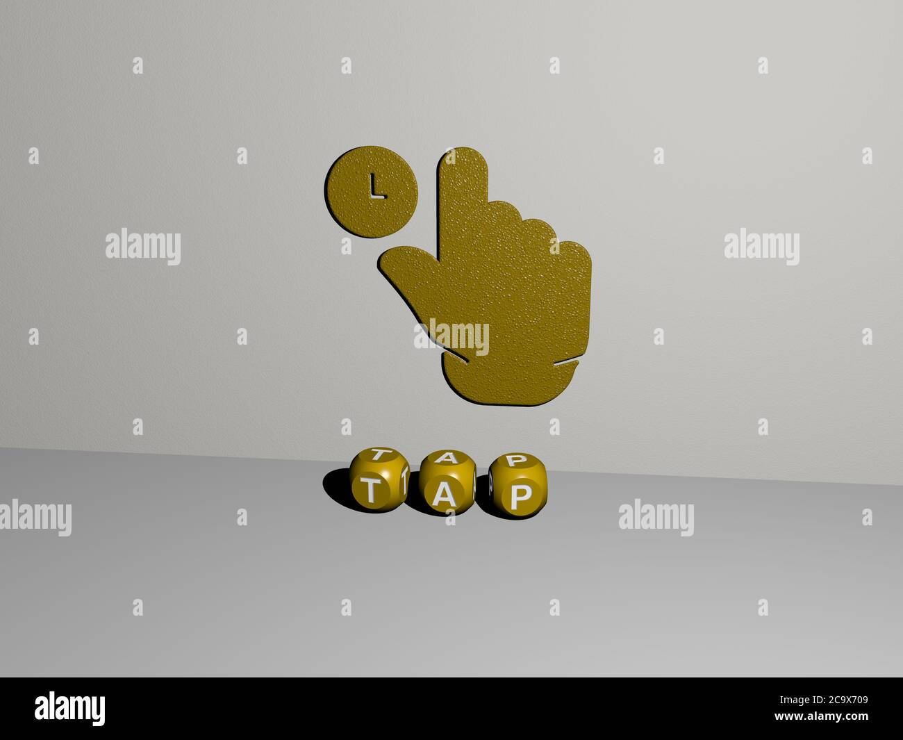 3D graphical image of TAP vertically along with text built by metallic ...