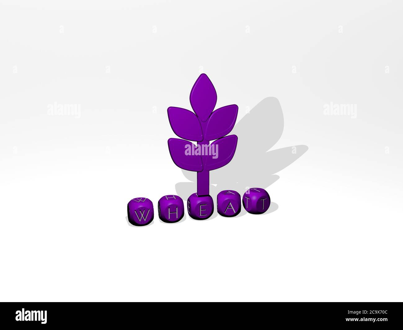 3D illustration of WHEAT graphics and text made by metallic dice ...