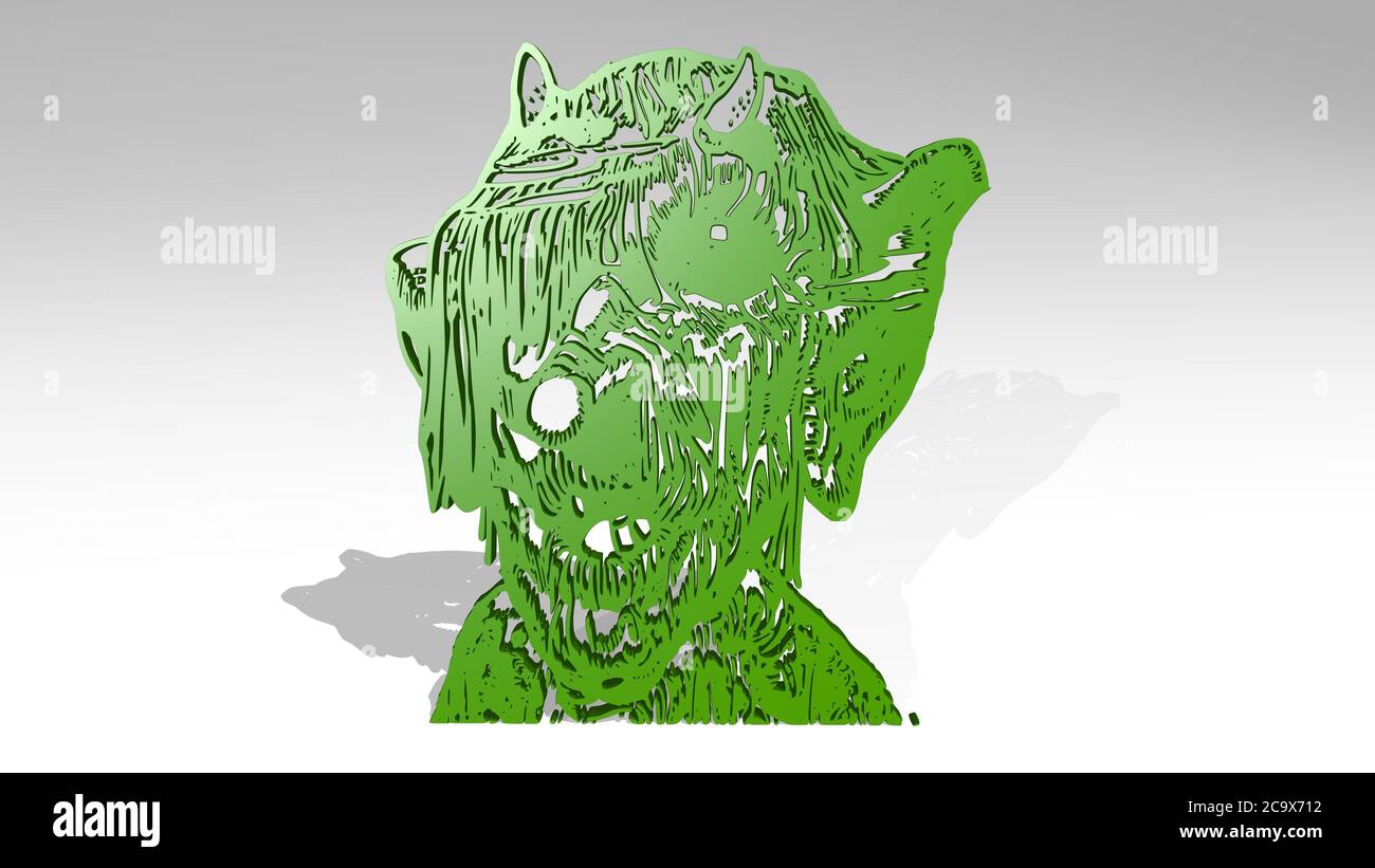 MONSTER from a perspective with the shadow. A thick sculpture made of ...