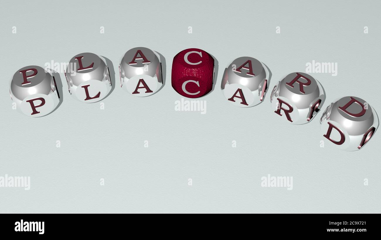 combination of placard built by cubic letters from the top perspective ...