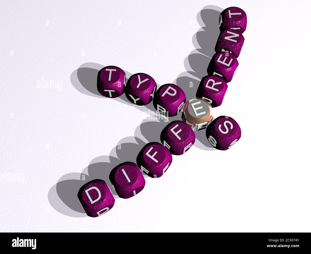 crosswords of different types arranged by cubic letters on a mirror ...