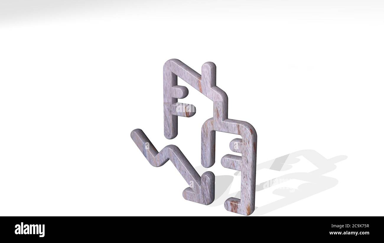 REAL ESTATE MARKET BUILDING FALL casting shadow with two lights. 3D ...