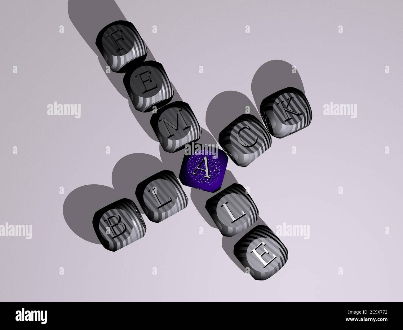 combination of black female built by cubic letters from the top ...