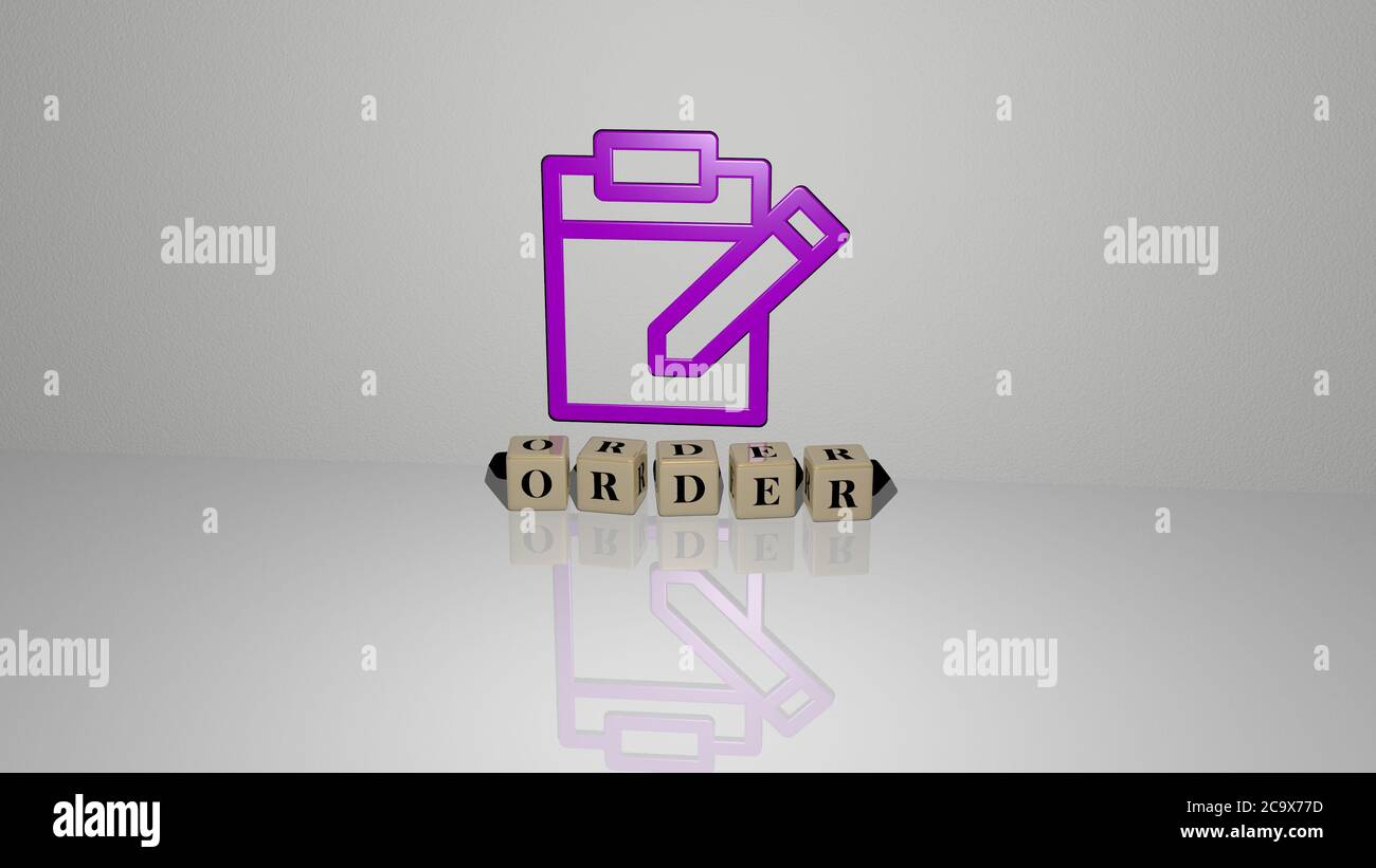 3D graphical image of ORDER vertically along with text built by ...