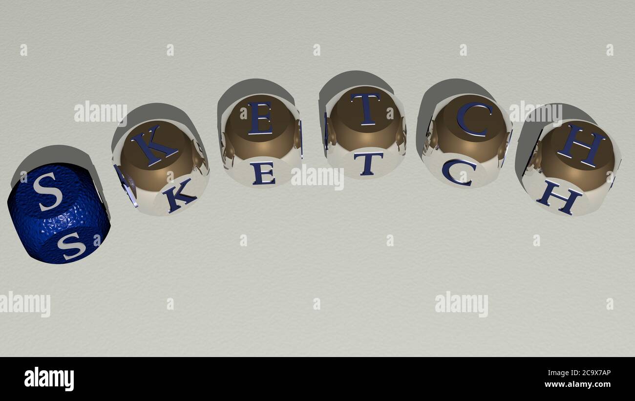 combination of SKETCH built by cubic letters from the top perspective ...