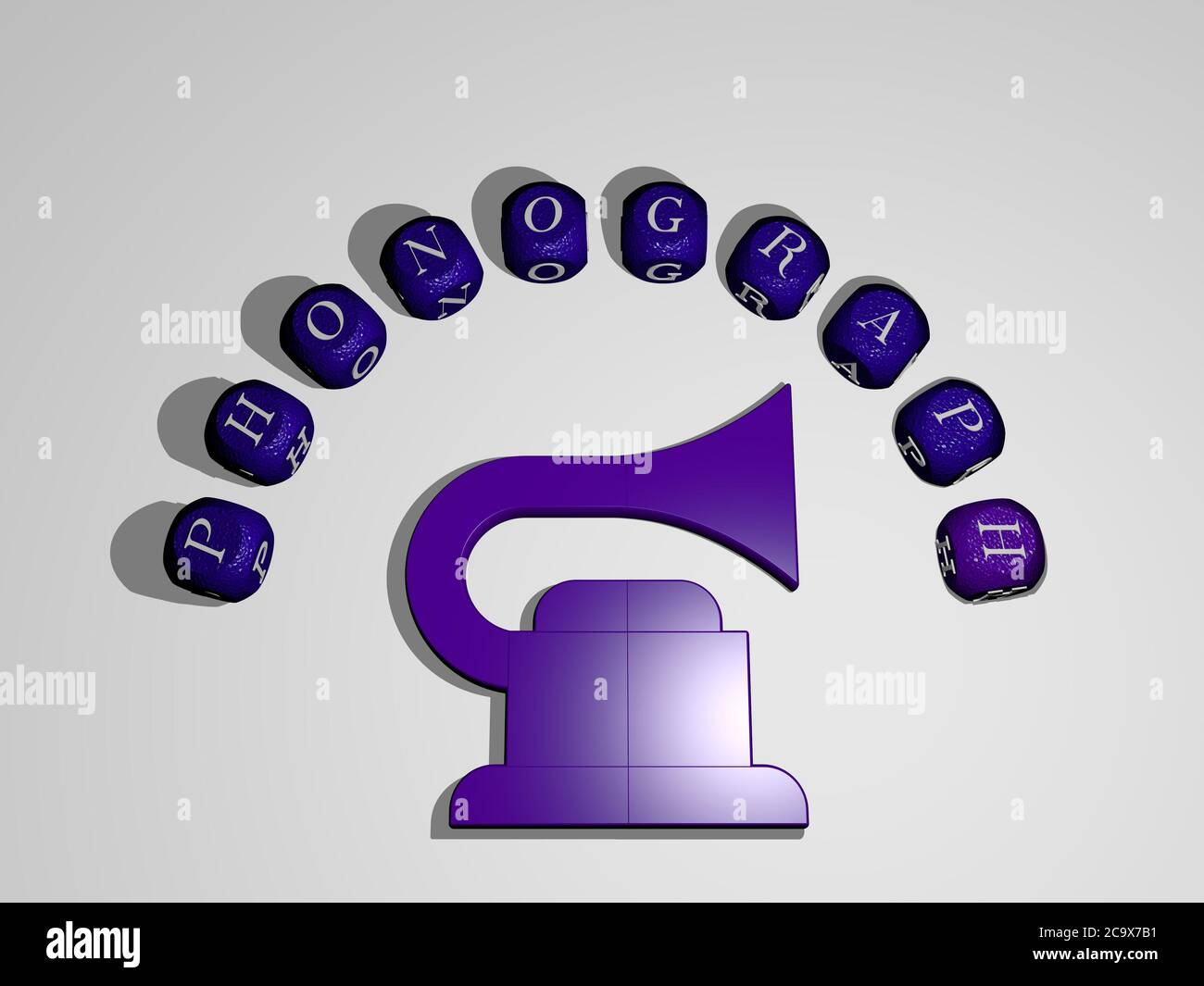 3D graphical image of phonograph vertically along with text built ...