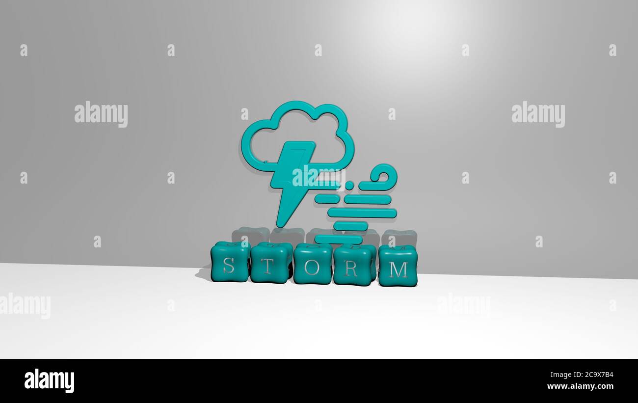 3D graphical image of storm vertically along with text built by ...