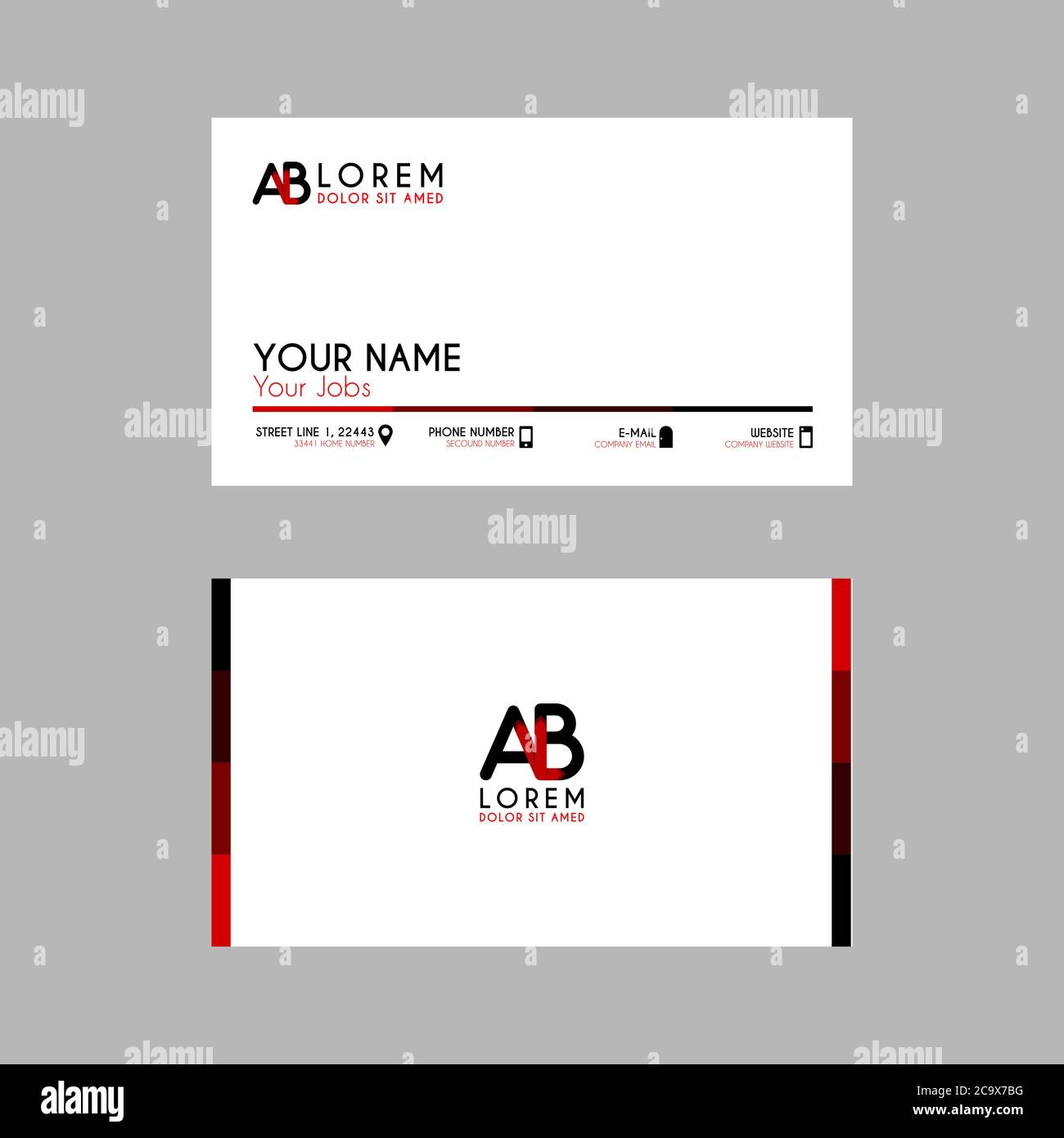 Modern Creative Business Card Template with AB ribbon Letter Logo .BA ...