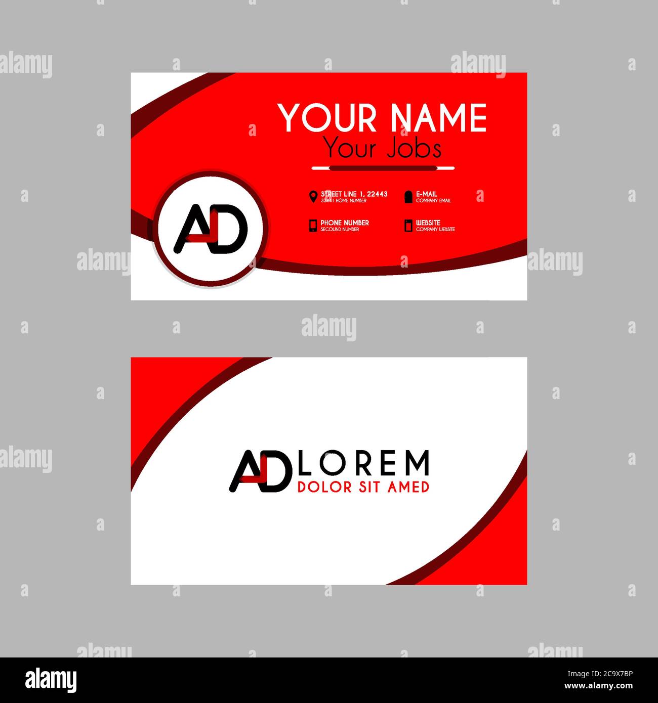 Modern Creative Business Card Template with AD ribbon Letter Logo .DA ...