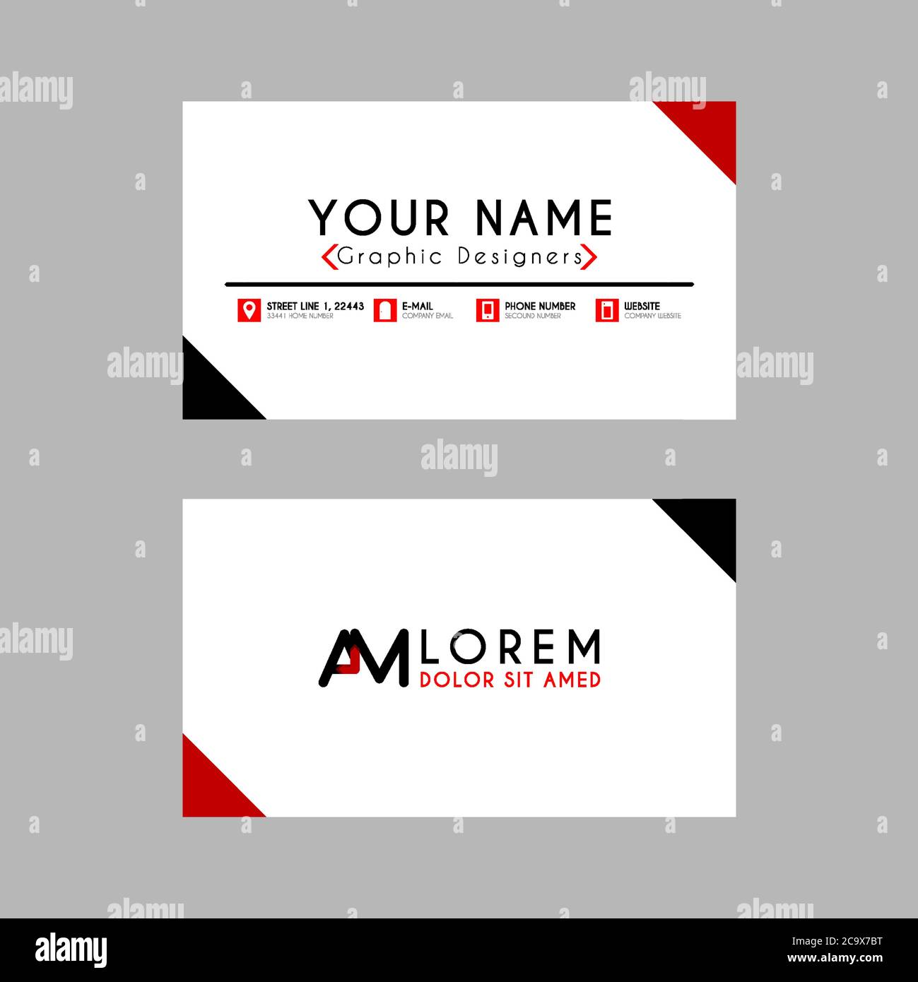 Modern Creative Business Card Template with AM ribbon Letter Logo .MA ...