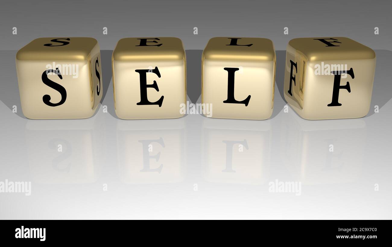 3D representation of Self with icon on the wall and text arranged by ...