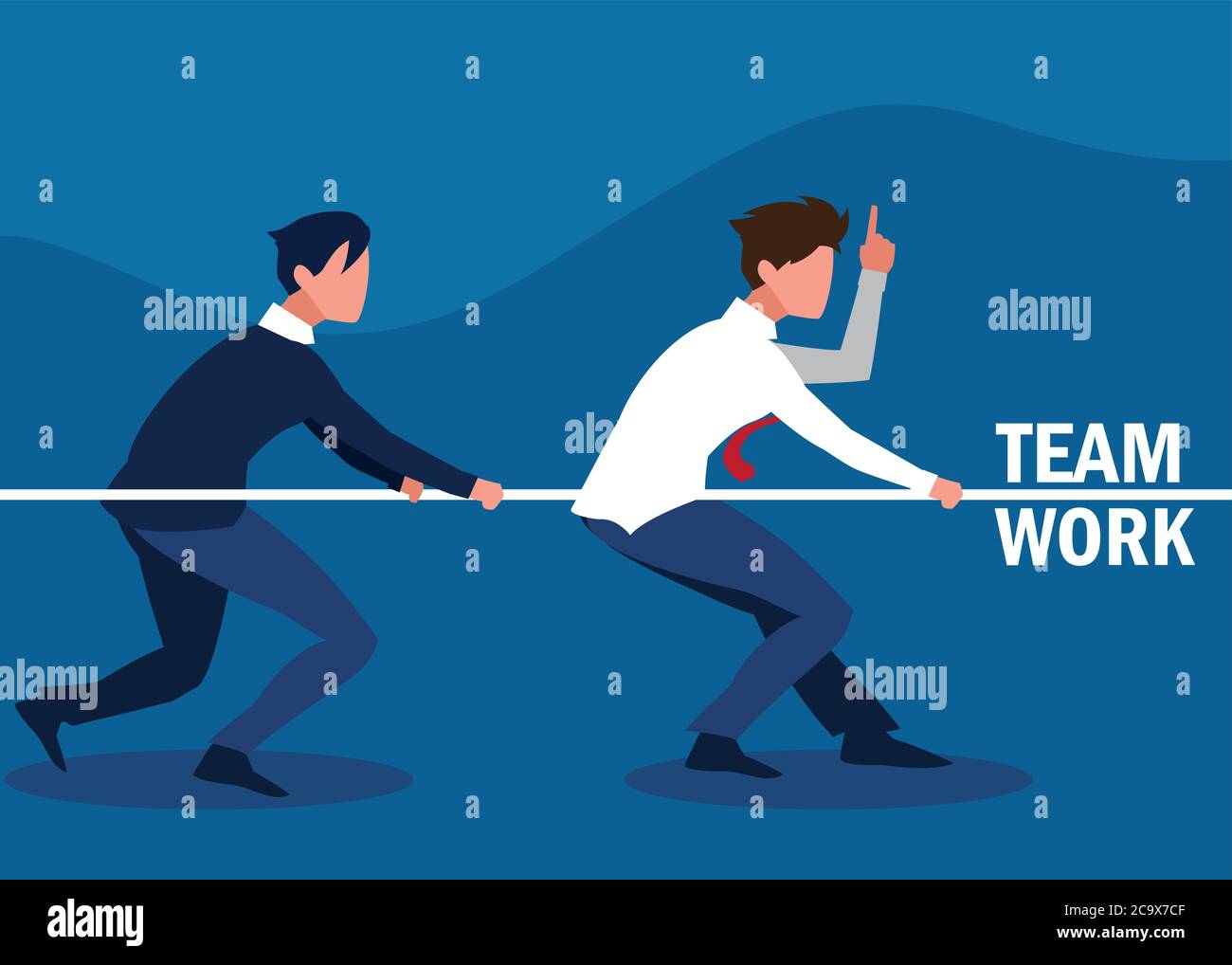 teamwork with business men elegant and pull rope vector illustration ...