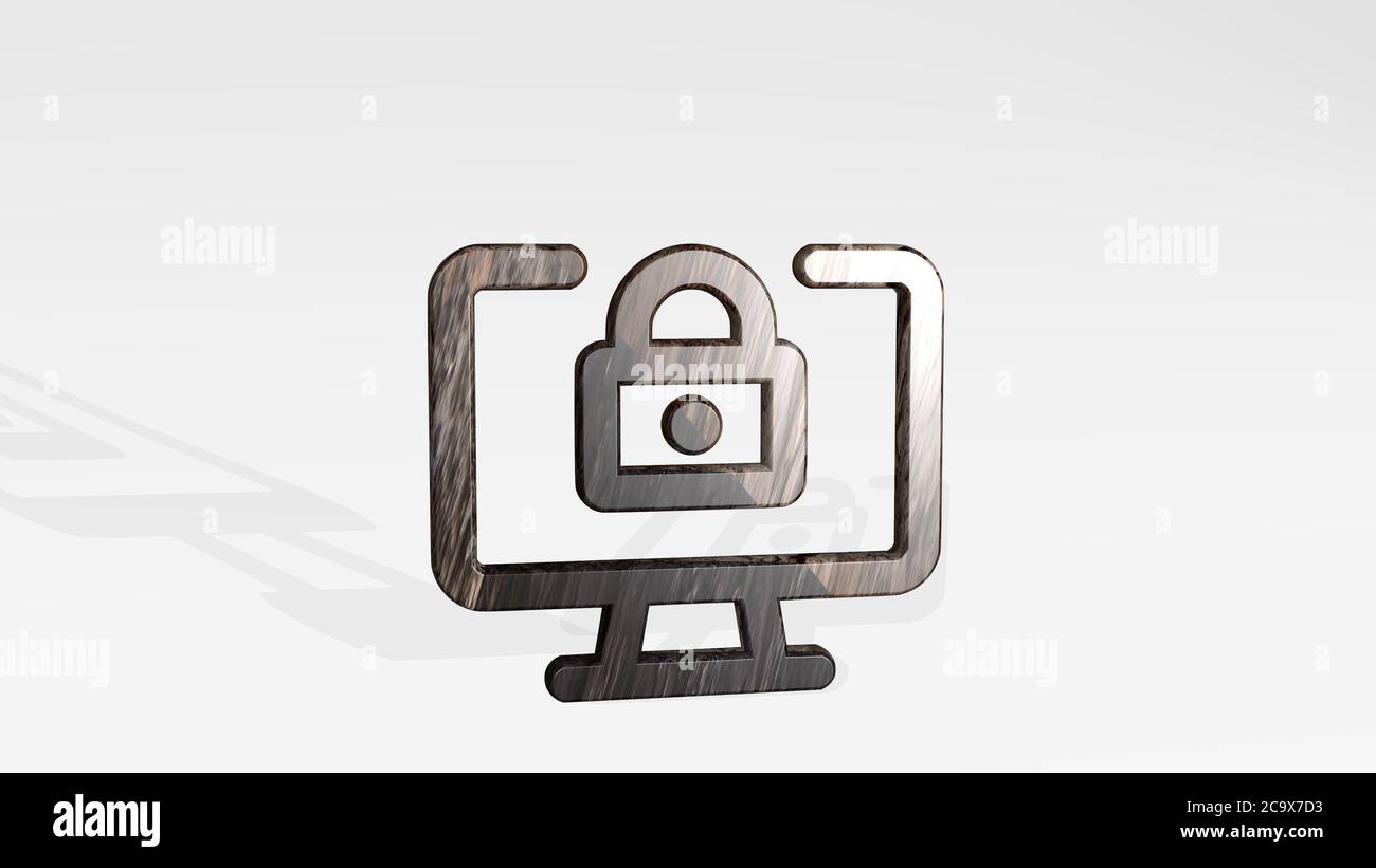 DESKTOP MONITOR LOCK casting shadow from a perspective. A thick ...