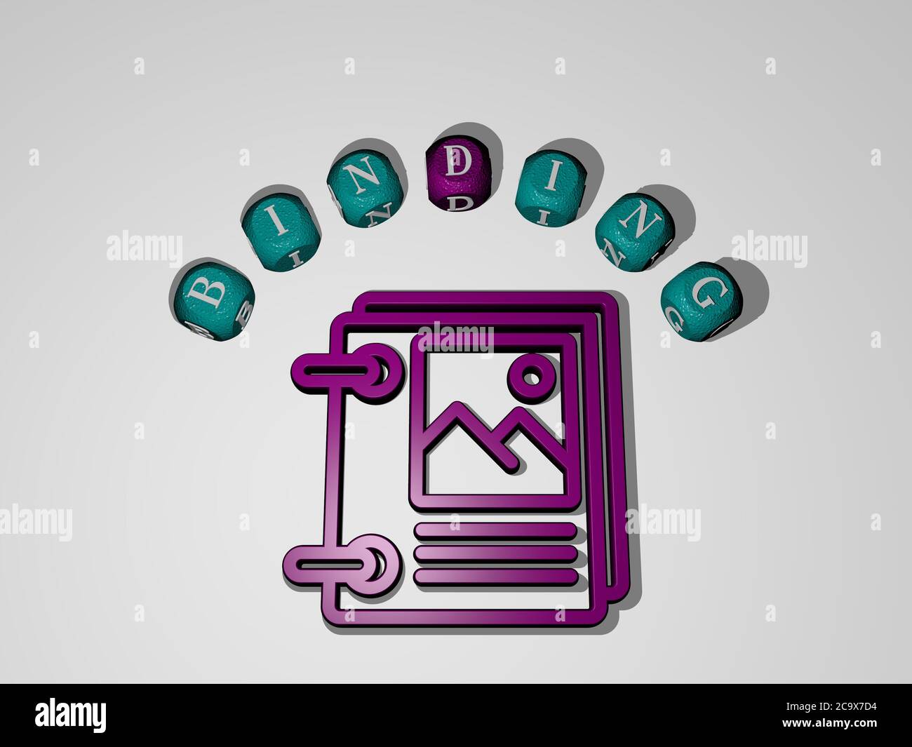 3D illustration of BINDING graphics and text around the icon made by ...