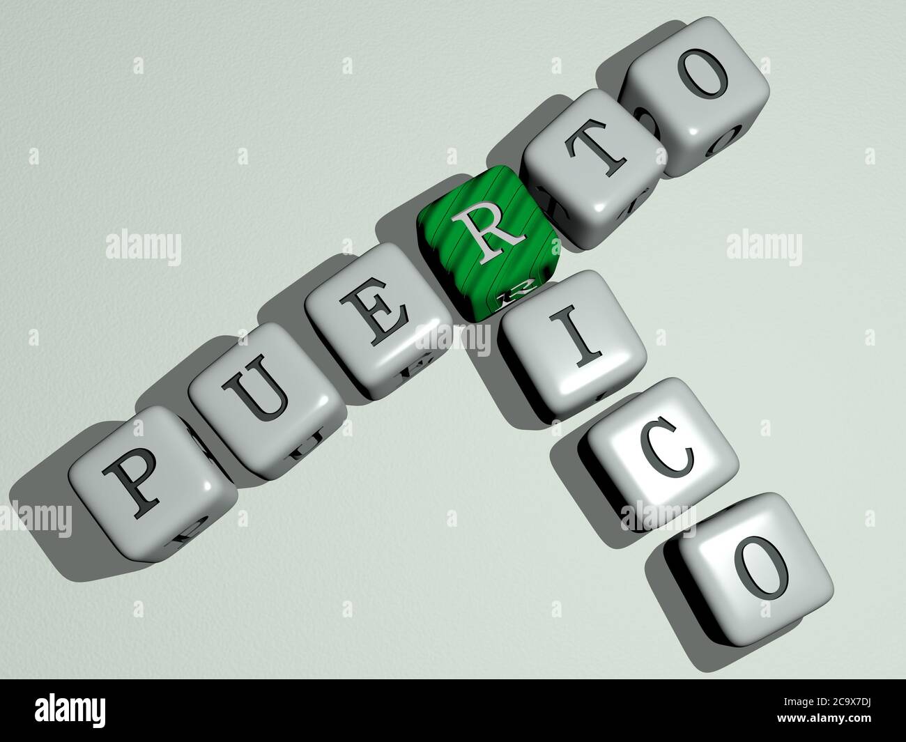 combination of PUERTO RICO built by cubic letters from the top ...