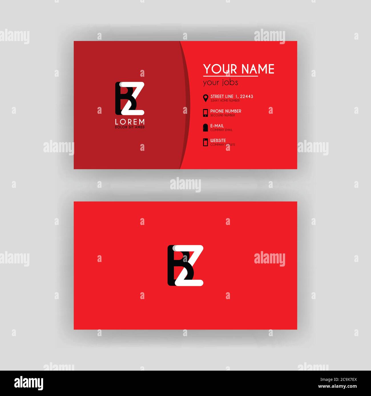 Simple Business Card with initial letter BZ rounded edges. ZB logo can ...