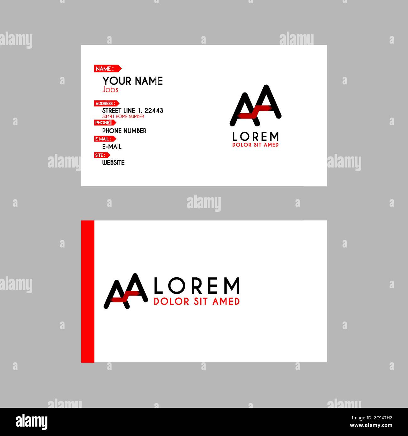 Modern Creative Business Card Template with AA ribbon Letter Logo .AA ...