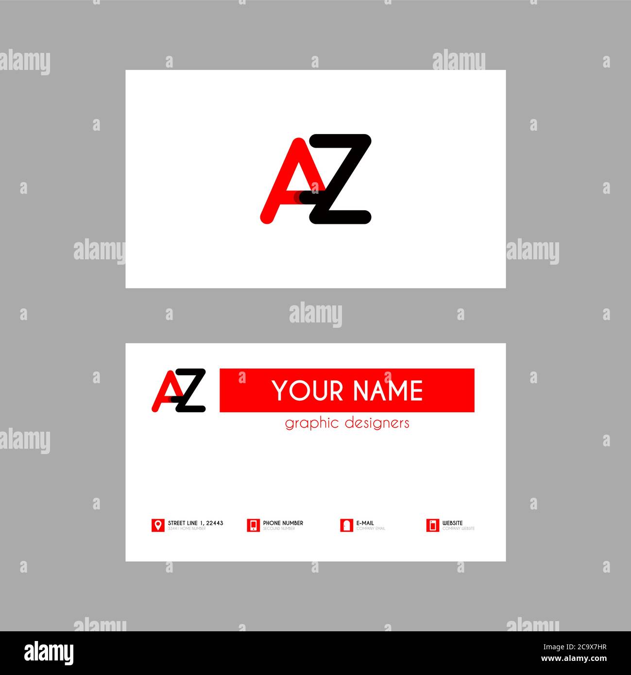 Simple Business Card with initial letter AZ rounded edges. ZA logo can ...