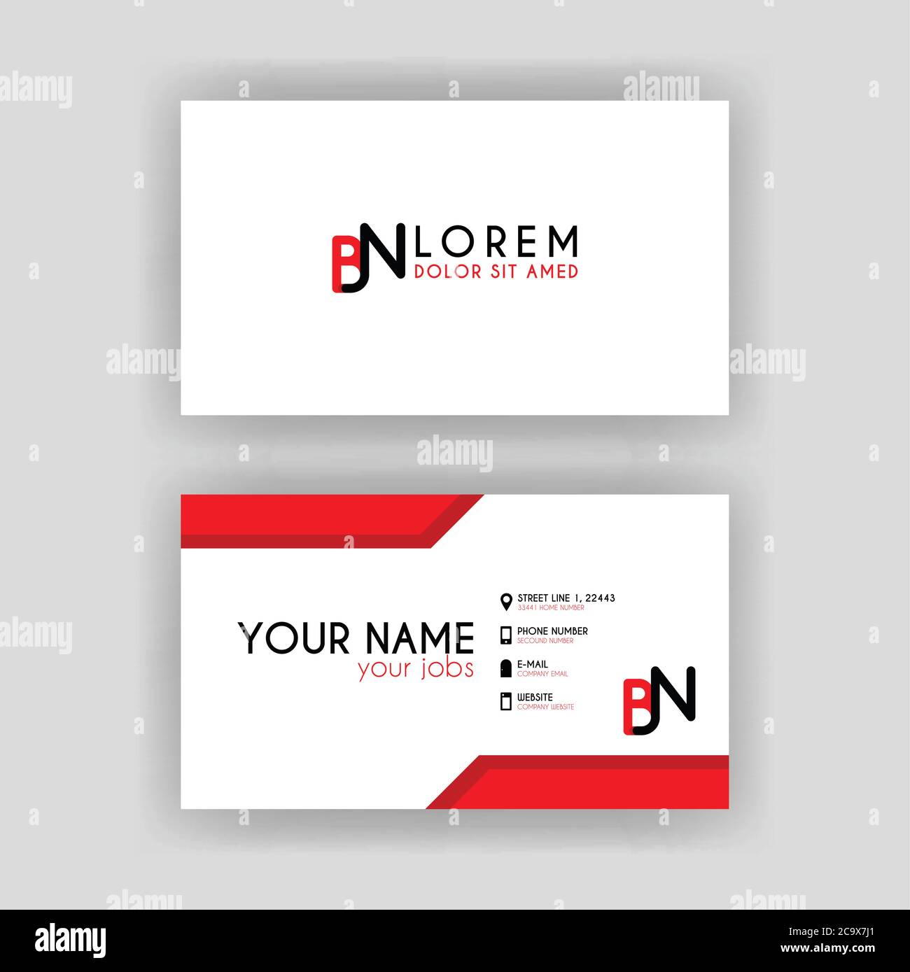 Simple Business Card with initial letter BN rounded edges. NB logo can ...