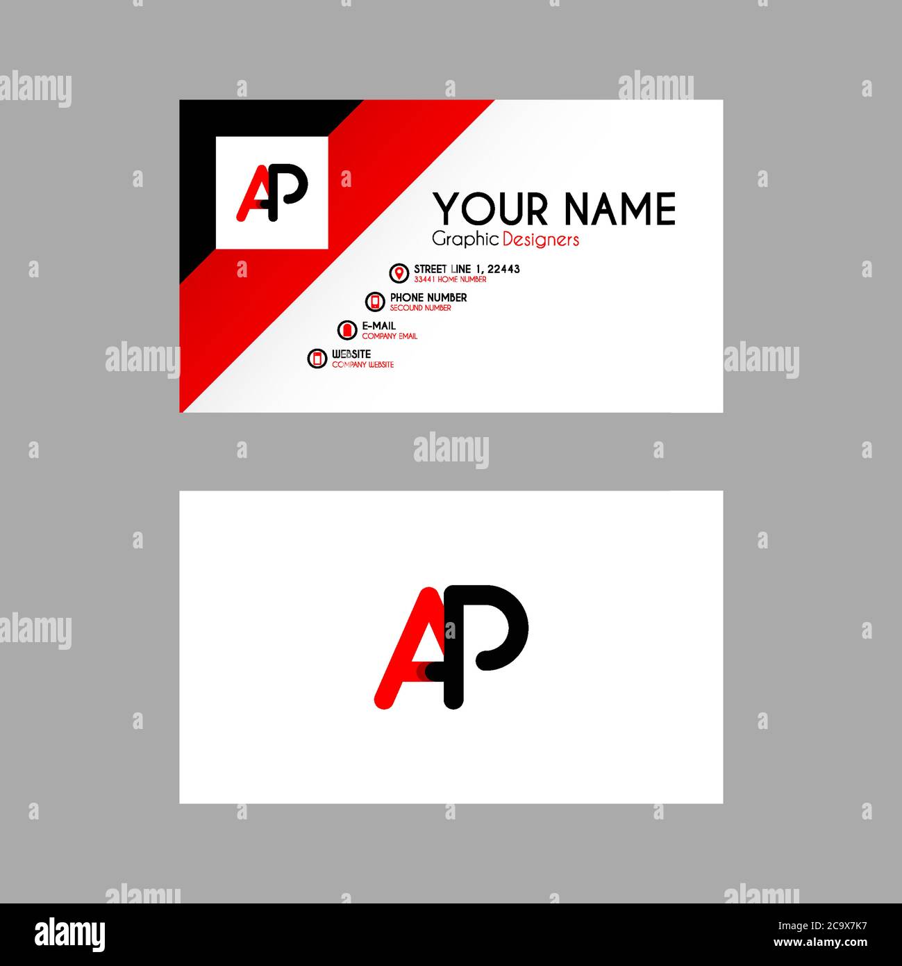 Simple Business Card with initial letter AP rounded edges. PA logo can ...