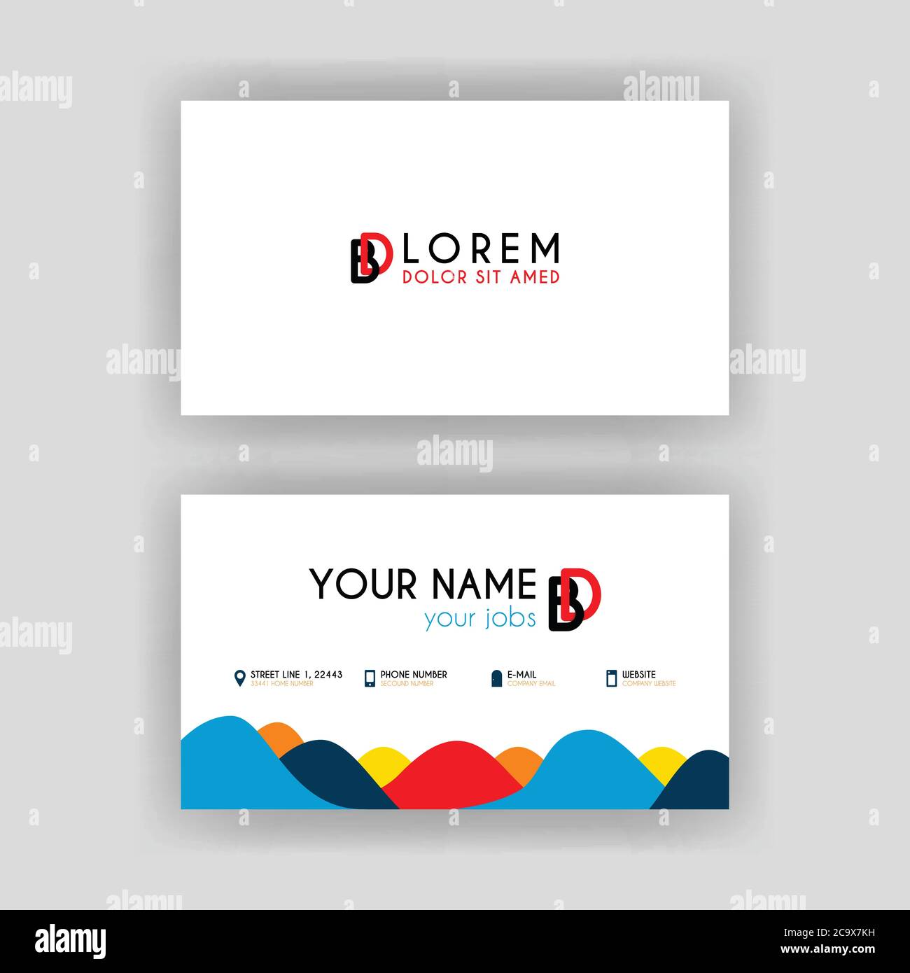 Simple Business Card with initial letter BD rounded edges. DB logo can ...