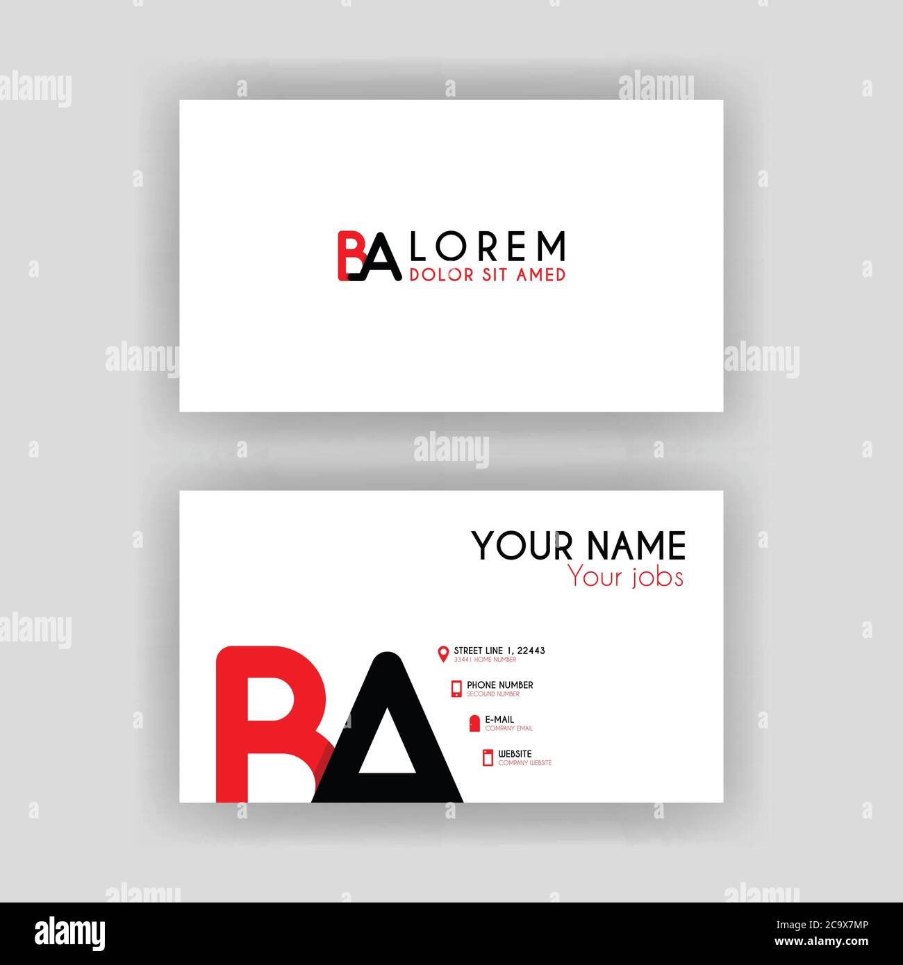 Simple Business Card with initial letter BA rounded edges. AB logo can ...