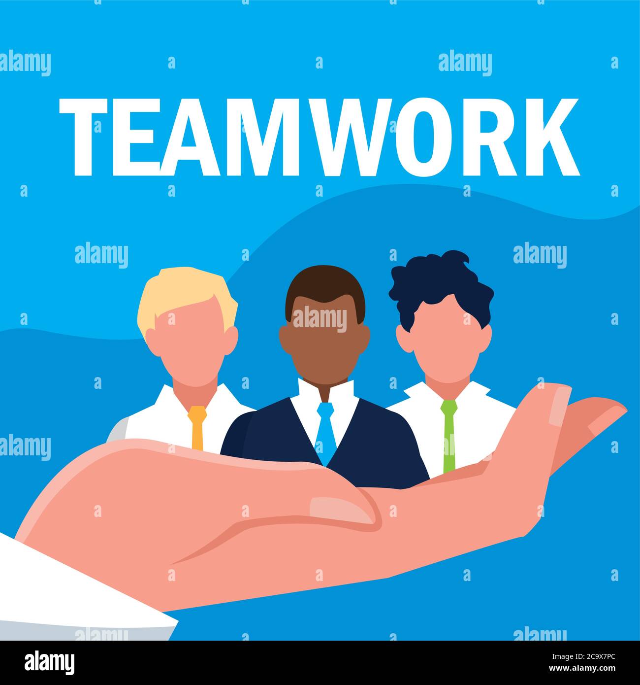 teamwork with business men in hand vector illustration design Stock ...