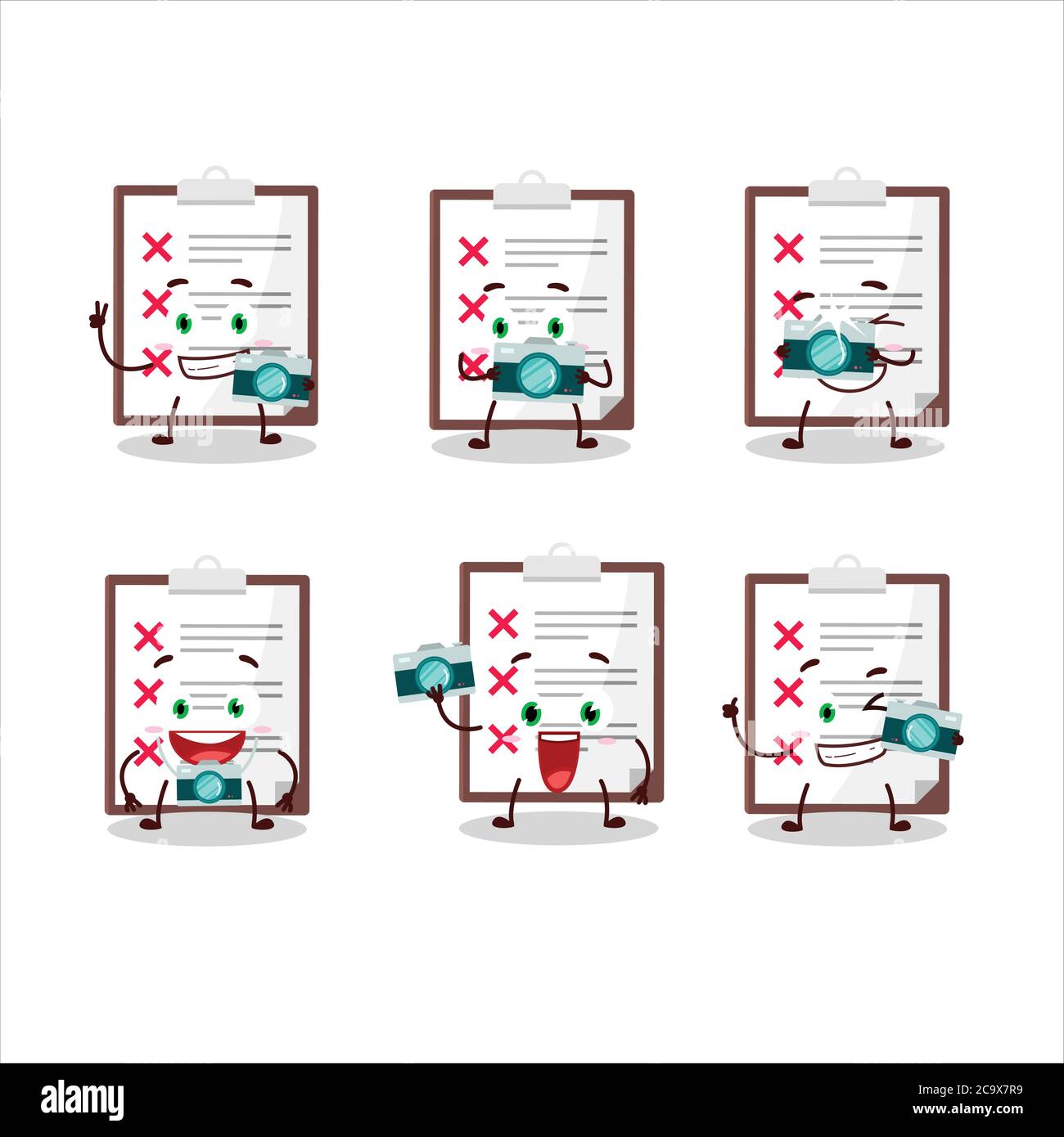 Photographer profession emoticon with clipboard with cross check ...