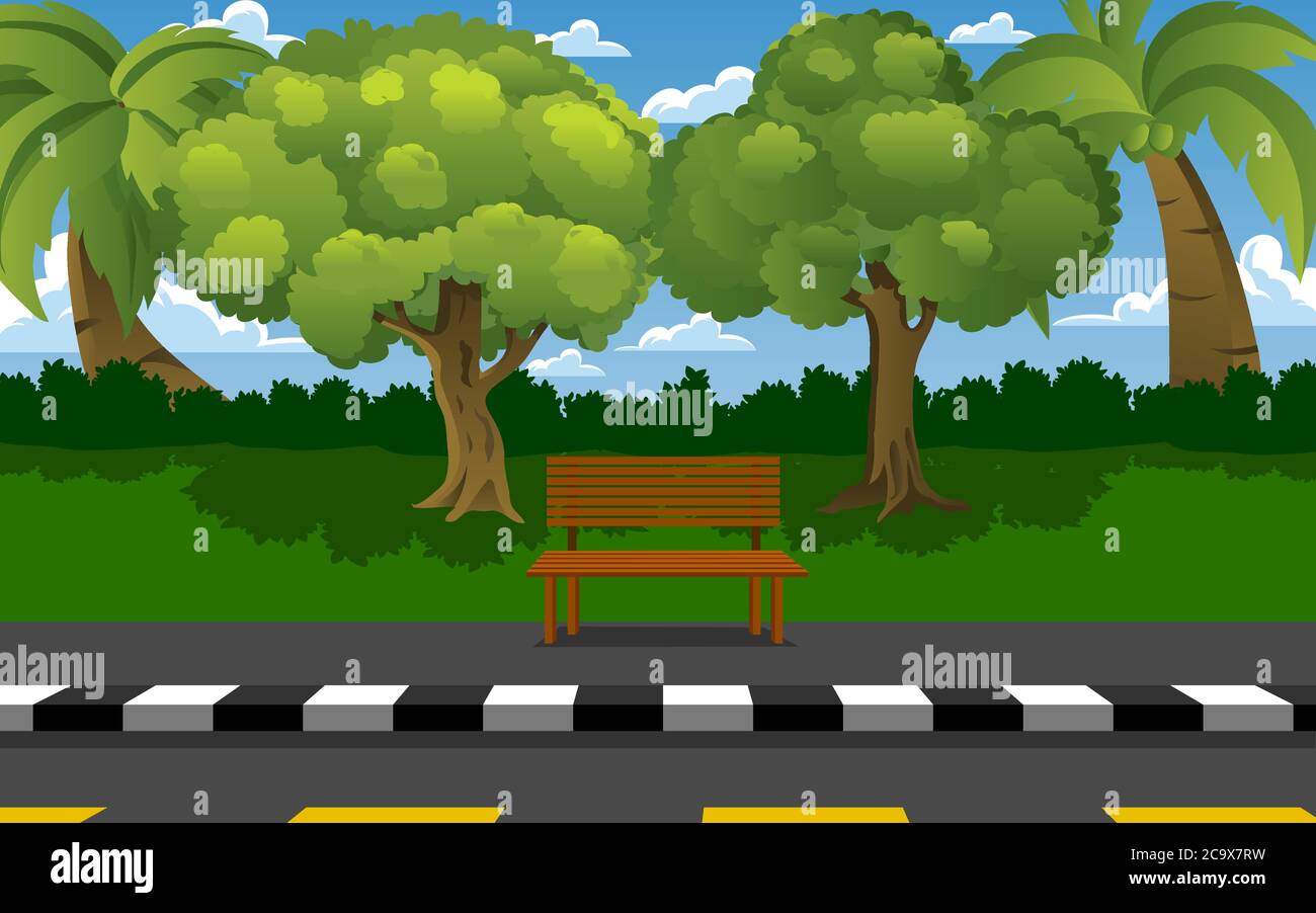 Park bench in forest Stock Vector Images - Alamy