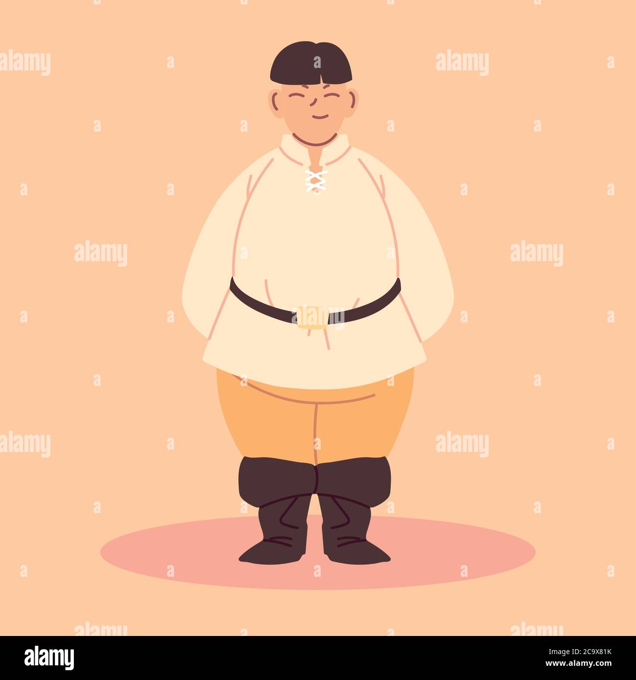 man medieval peasant character, medieval era vector illustration design ...