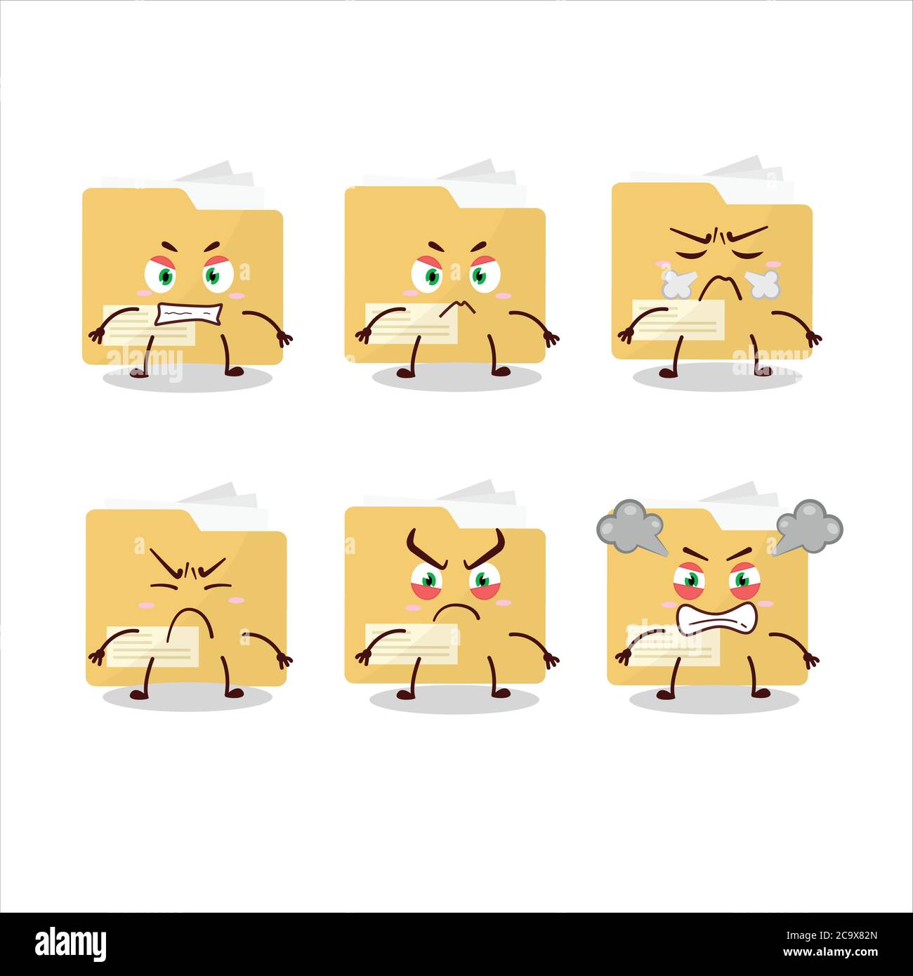 File folder cartoon character with various angry expressions Stock ...