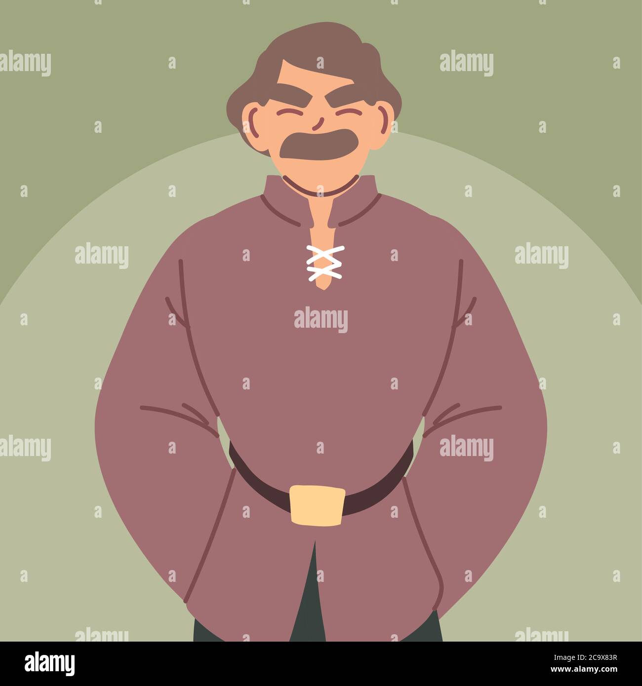 man medieval peasant character, medieval era vector illustration design ...