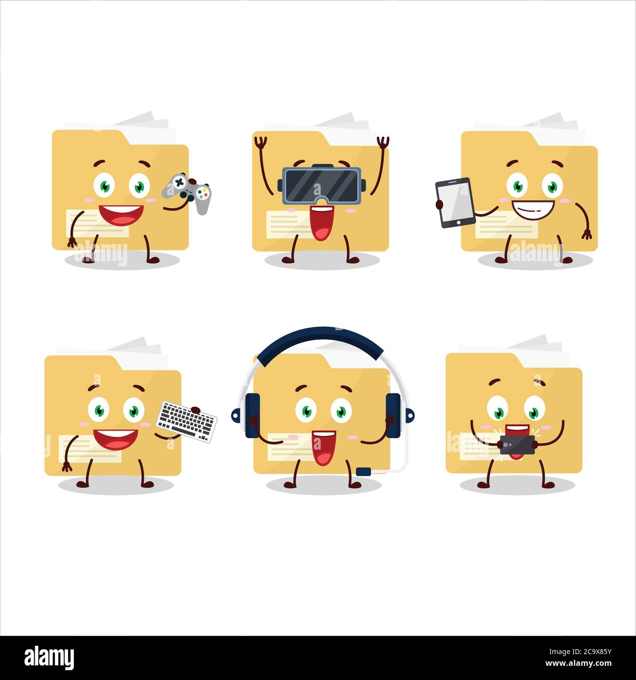 File folder cartoon character are playing games with various cute ...