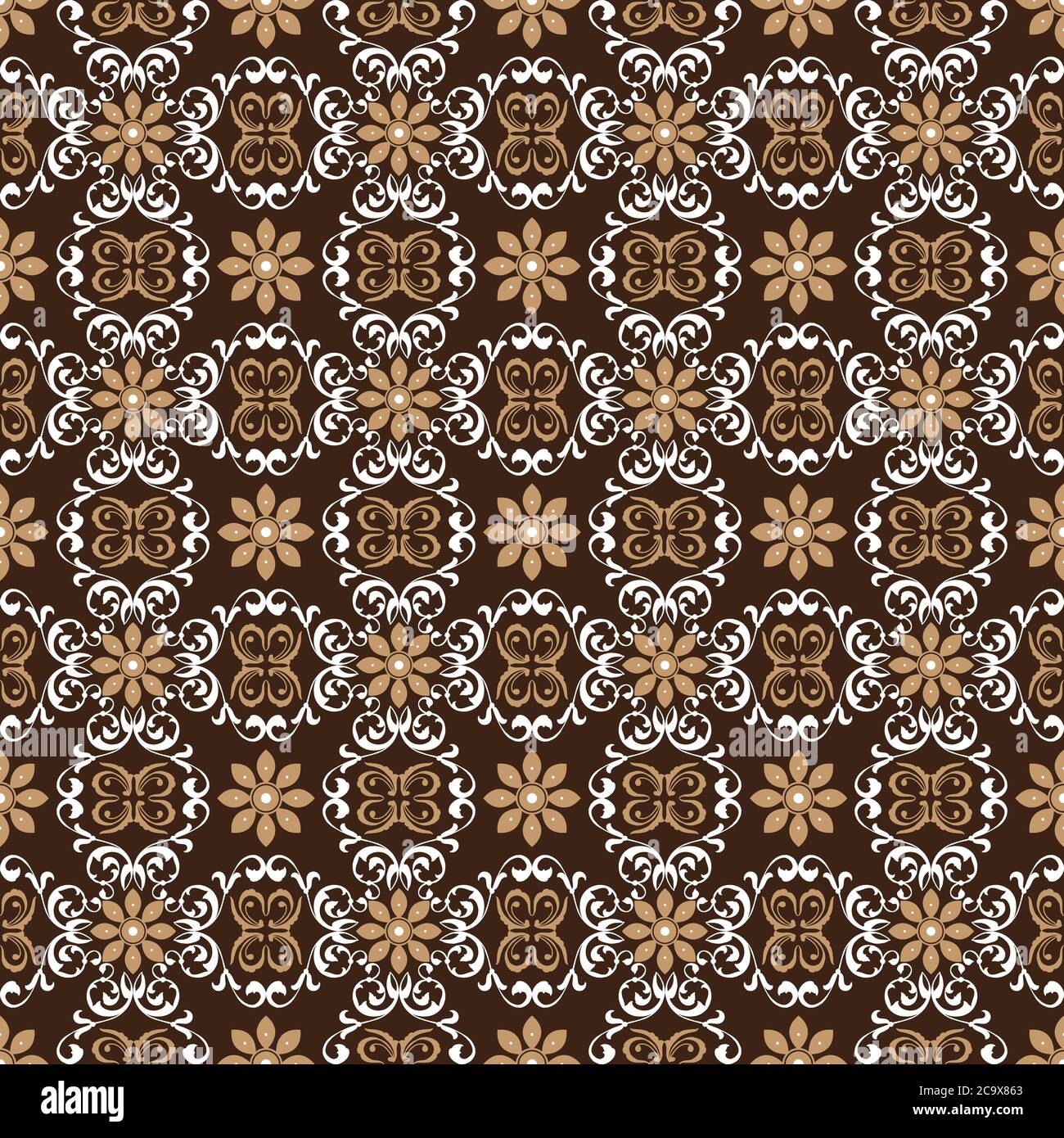 Elegant Indonesian batik pattern with dark brown color design Stock ...