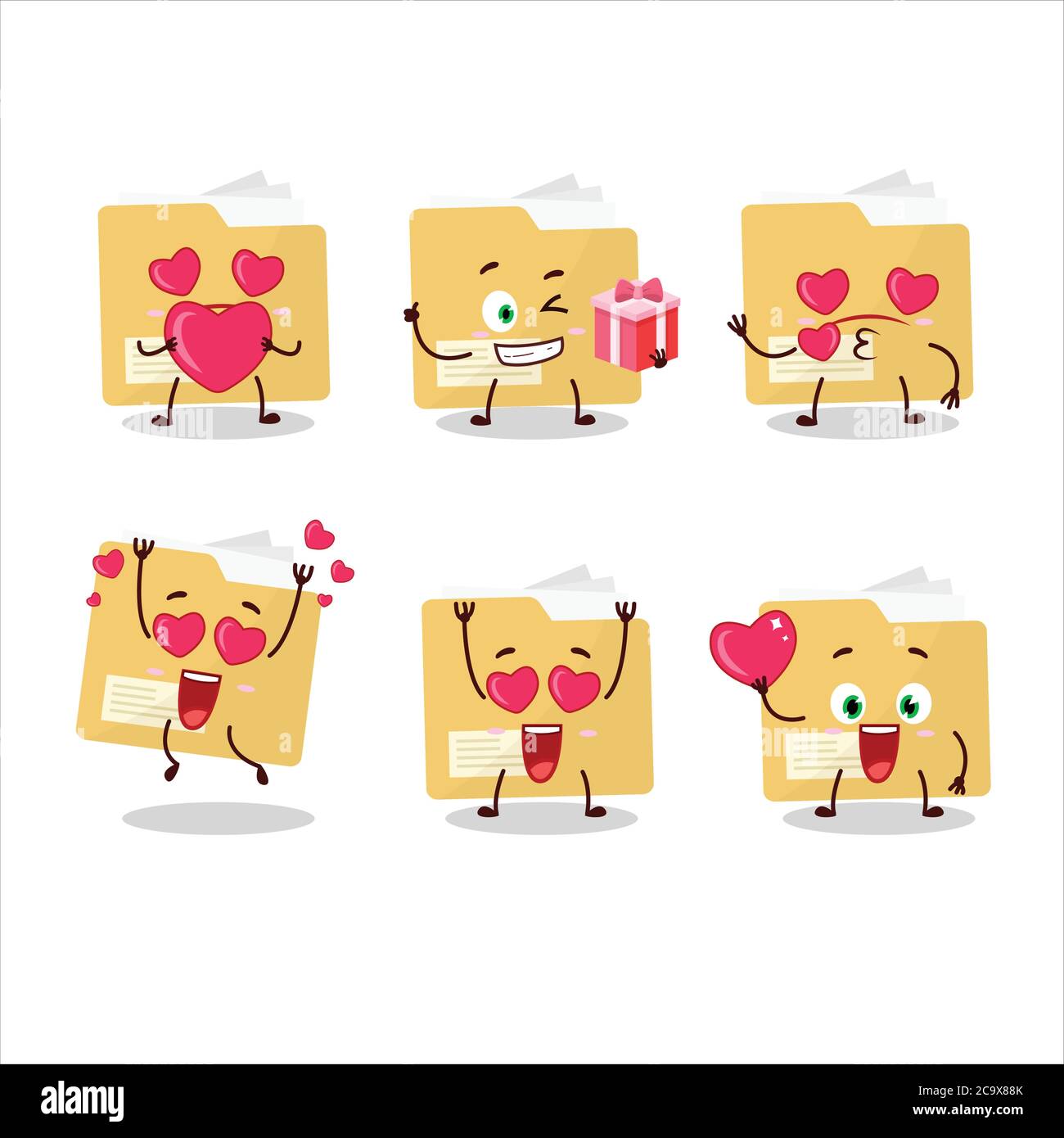 File folder cartoon character with love cute emoticon Stock Vector ...